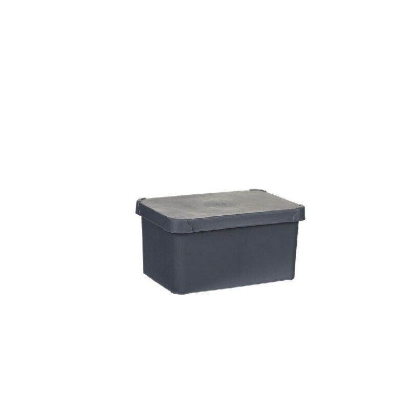Set 2 cutii cu capac, plastic, gri mat, 35x24x16 cm - eMAG.ro