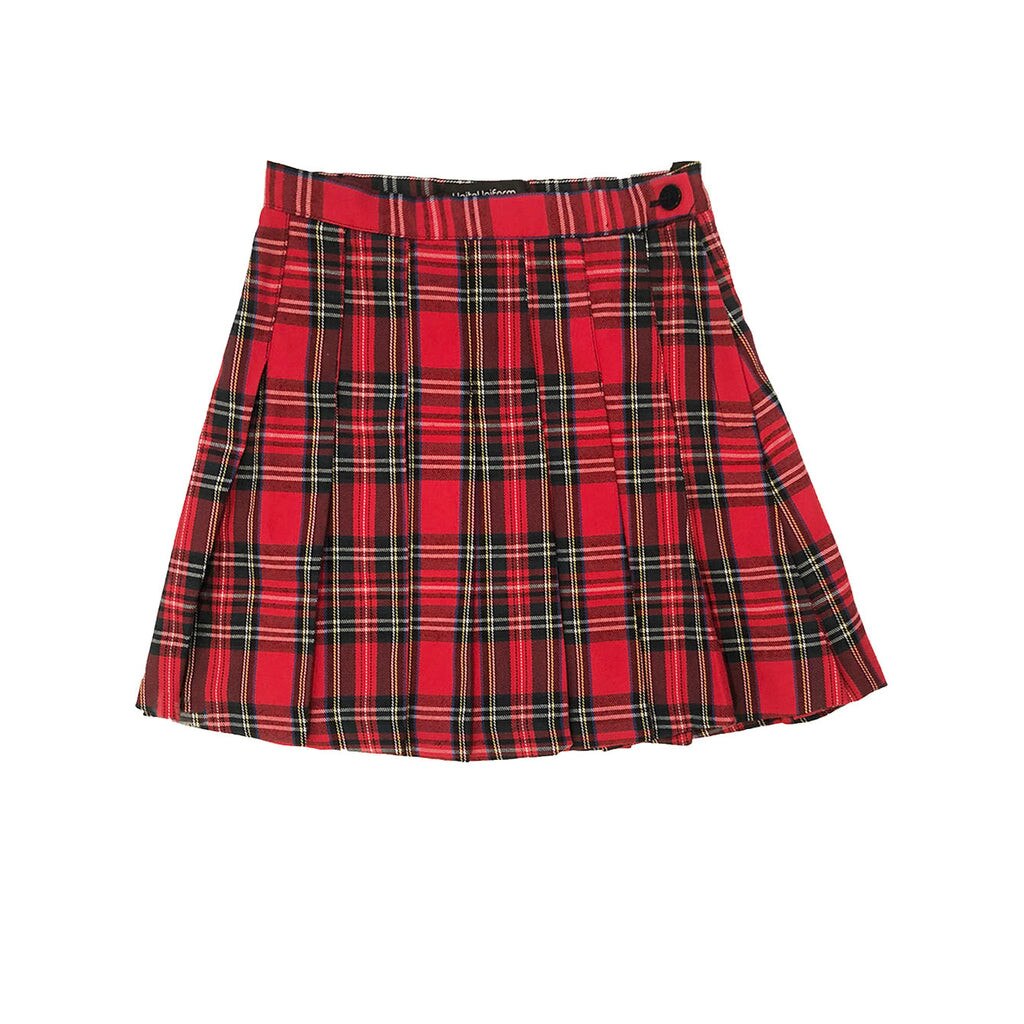 Fusta Pliseuri Scolara, UniteUniform, Carouri, Rosu, 72 cm - eMAG.ro