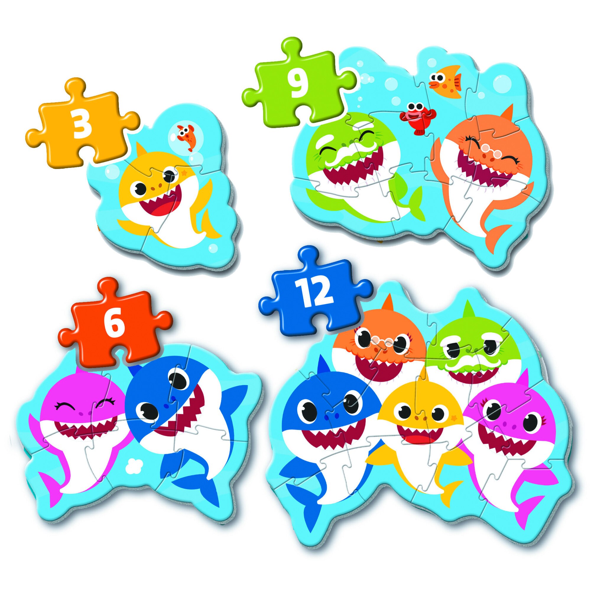 Puzzle Clementoni SuperColor My first puzzles - Baby Shark, 4 in 1, 3/6 ...