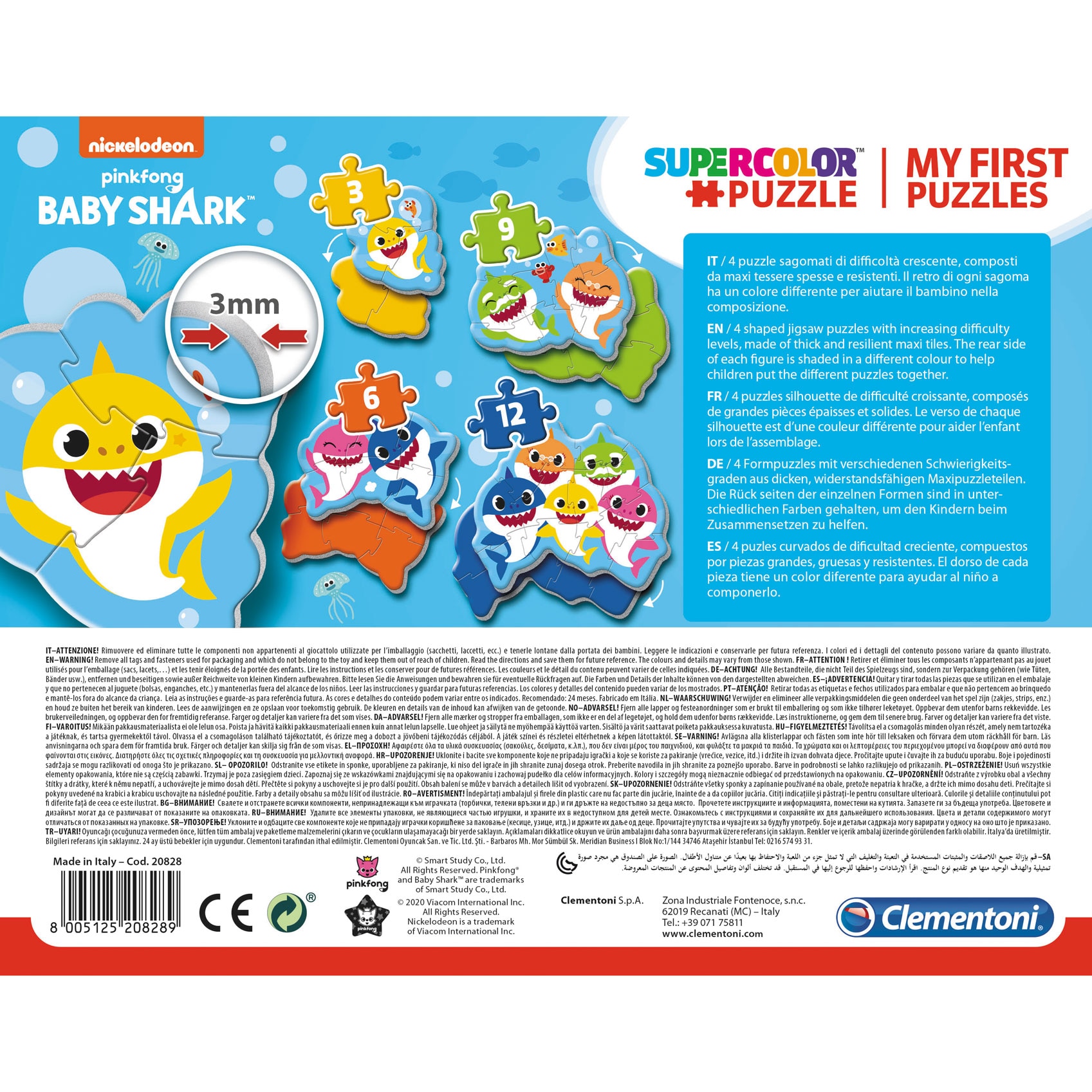 Puzzle Clementoni SuperColor My first puzzles - Baby Shark, 4 in 1, 3/6 ...