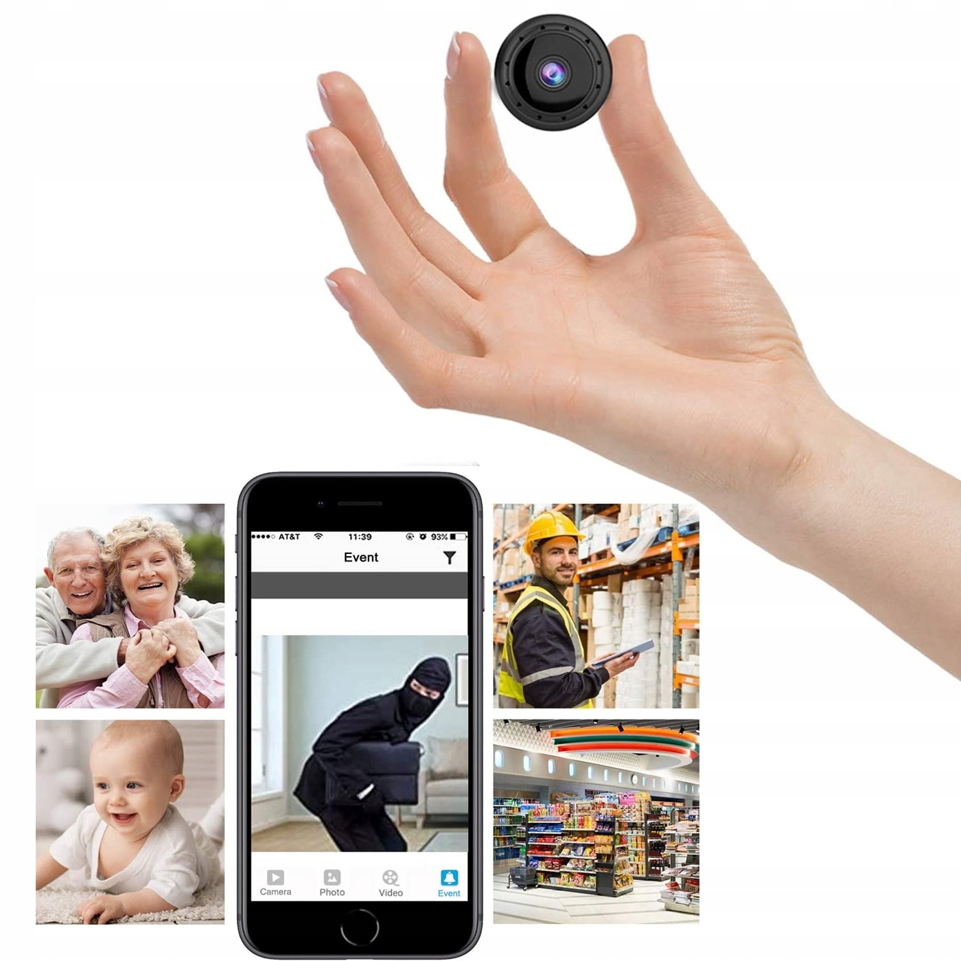 Mini camera spion, Zola®, cablu micro USB 50 cm, suport de prindere ...