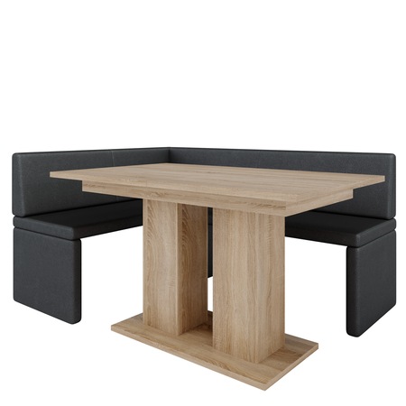 Masa si scaune de colt, AKIKO, 196x142, Negru/Maro deschis - eMAG.ro