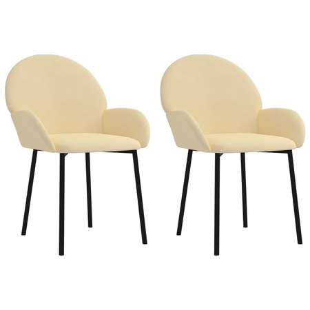 Set scaune de bucatarie vidaXL, 2 piese, crem, catifea - eMAG.ro