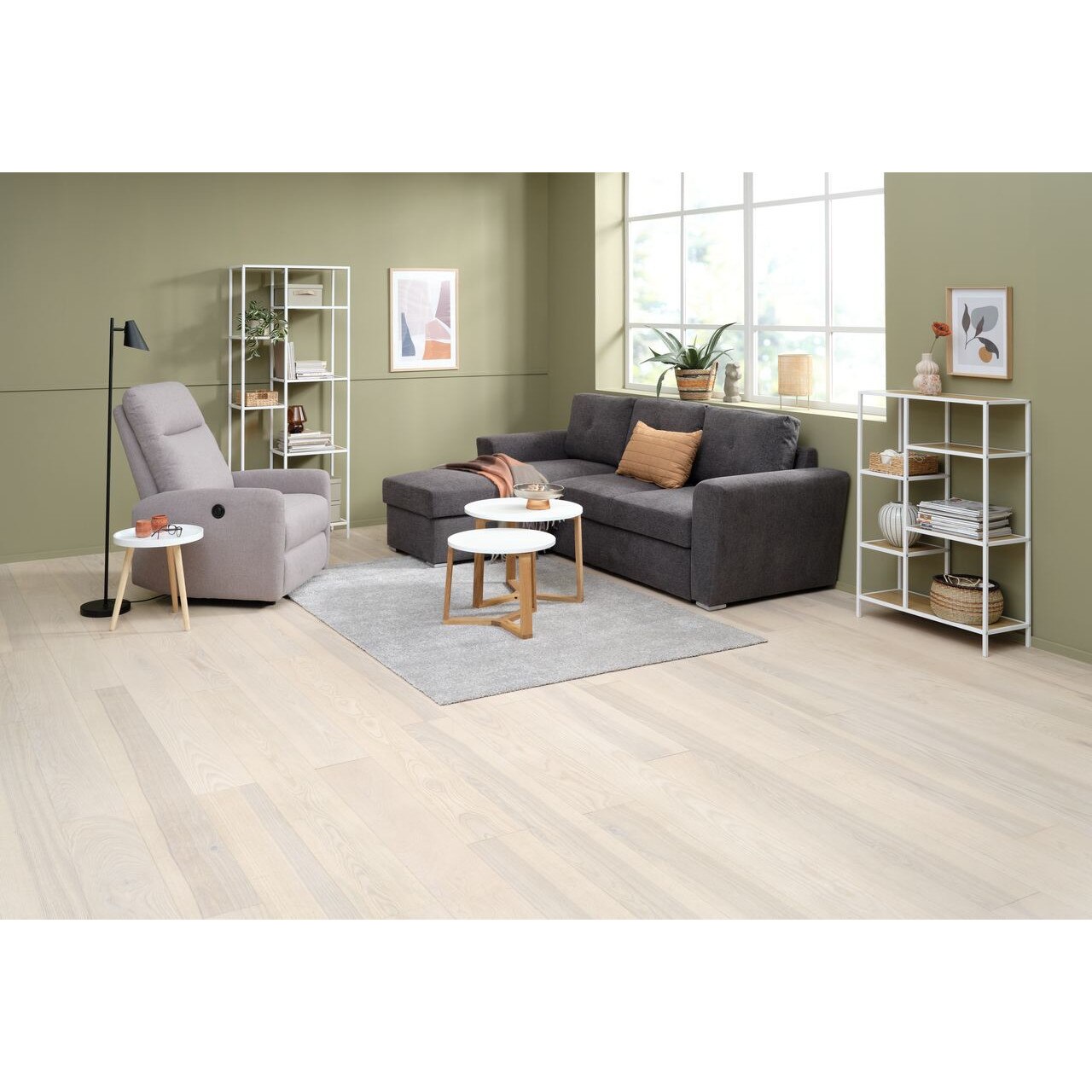 Masa de colt, diametru 40, alb/natur - eMAG.ro