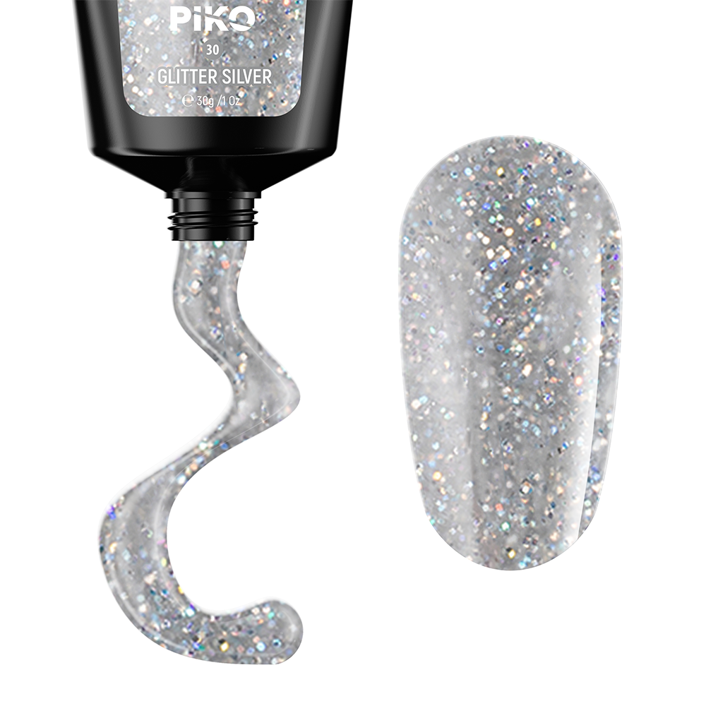 Gel UV constructie, Polygel color, Piko, 30 g, 30 Glitter Silver - eMAG.ro