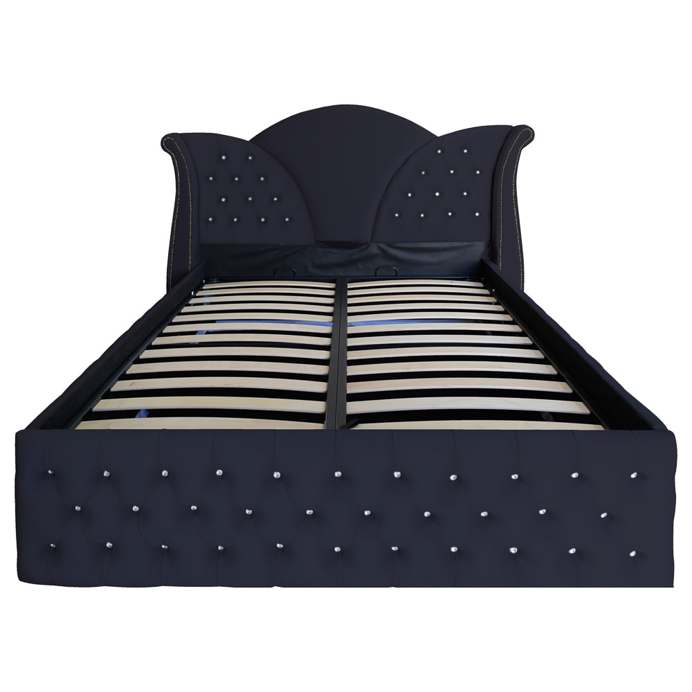 Pat dublu tapitat model Florida Deluxe 140/200 cm culoare negru cu ...