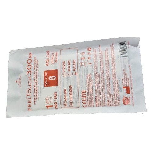 Комплект от 1 хирургически ръкавици, стерилни, напудрени, бели, размер ...