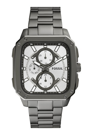 Fossil, Мултифункционален квадратен часовник, Тъмносив - eMAG.bg