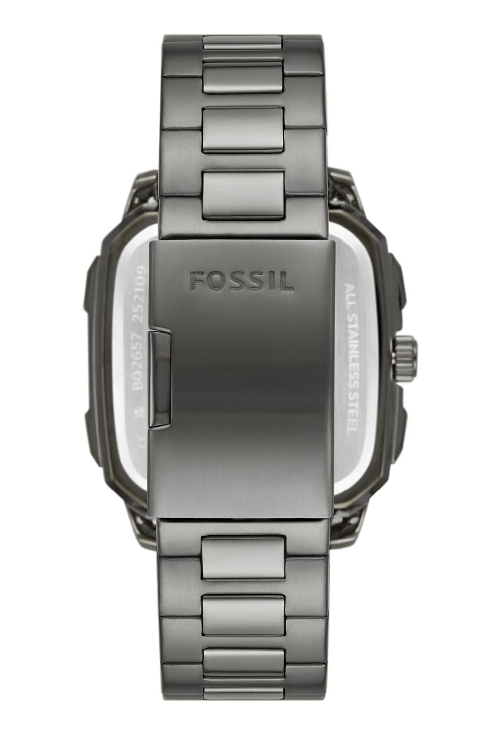 Fossil, Мултифункционален квадратен часовник, Тъмносив - eMAG.bg