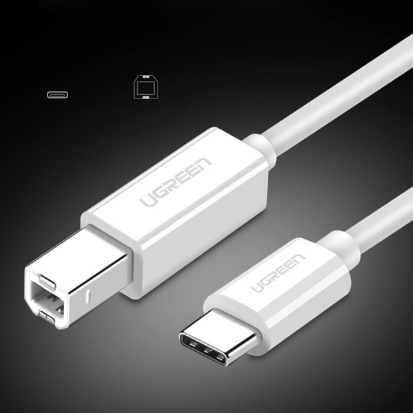 Cablu imprimante Ugreen USB-C - USB-B 480Mb/s 1m alb (US241) - eMAG.ro