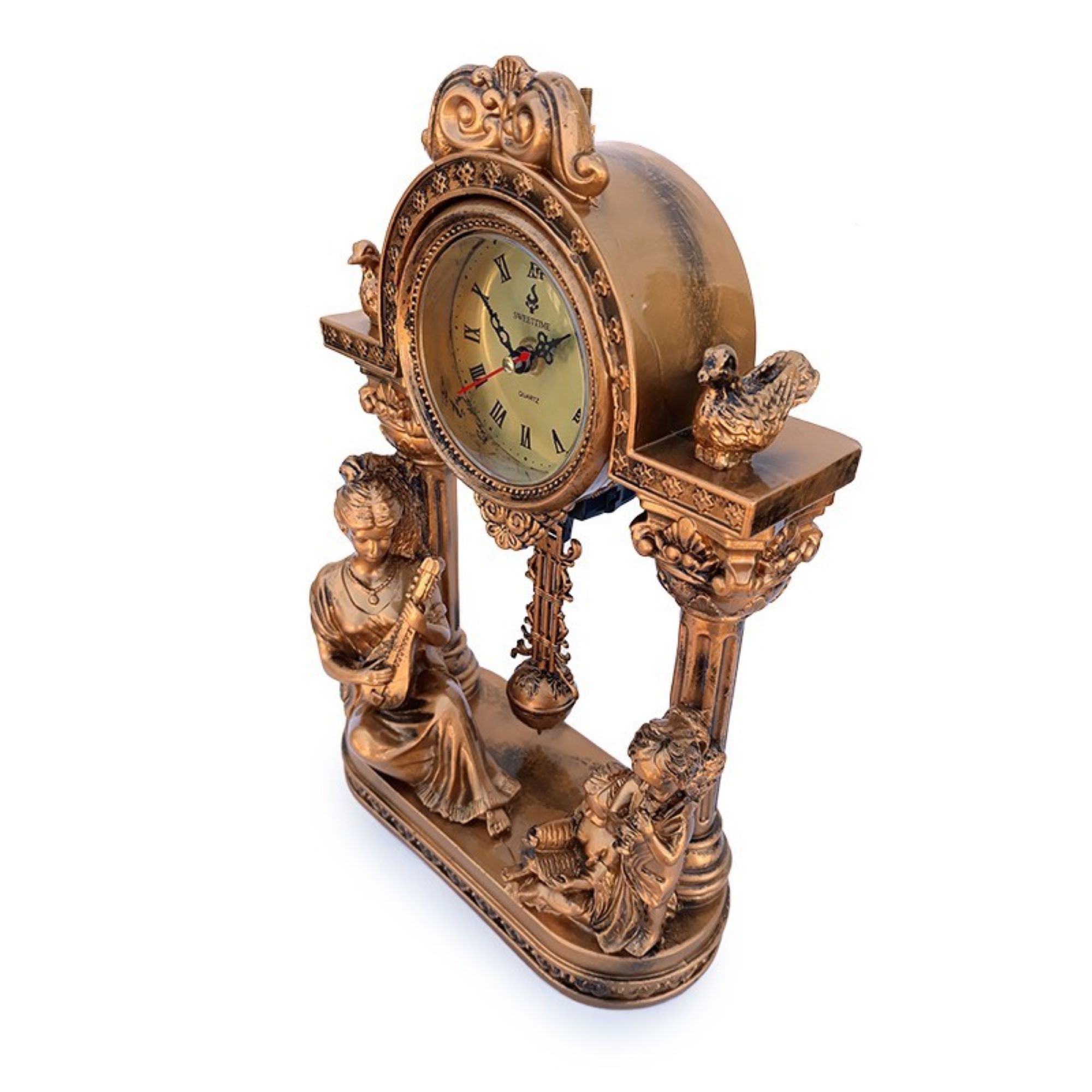 Ceas din rasina cu ingeri si fata cu mandolina, 22x33 cm, NJB-410 - eMAG.ro