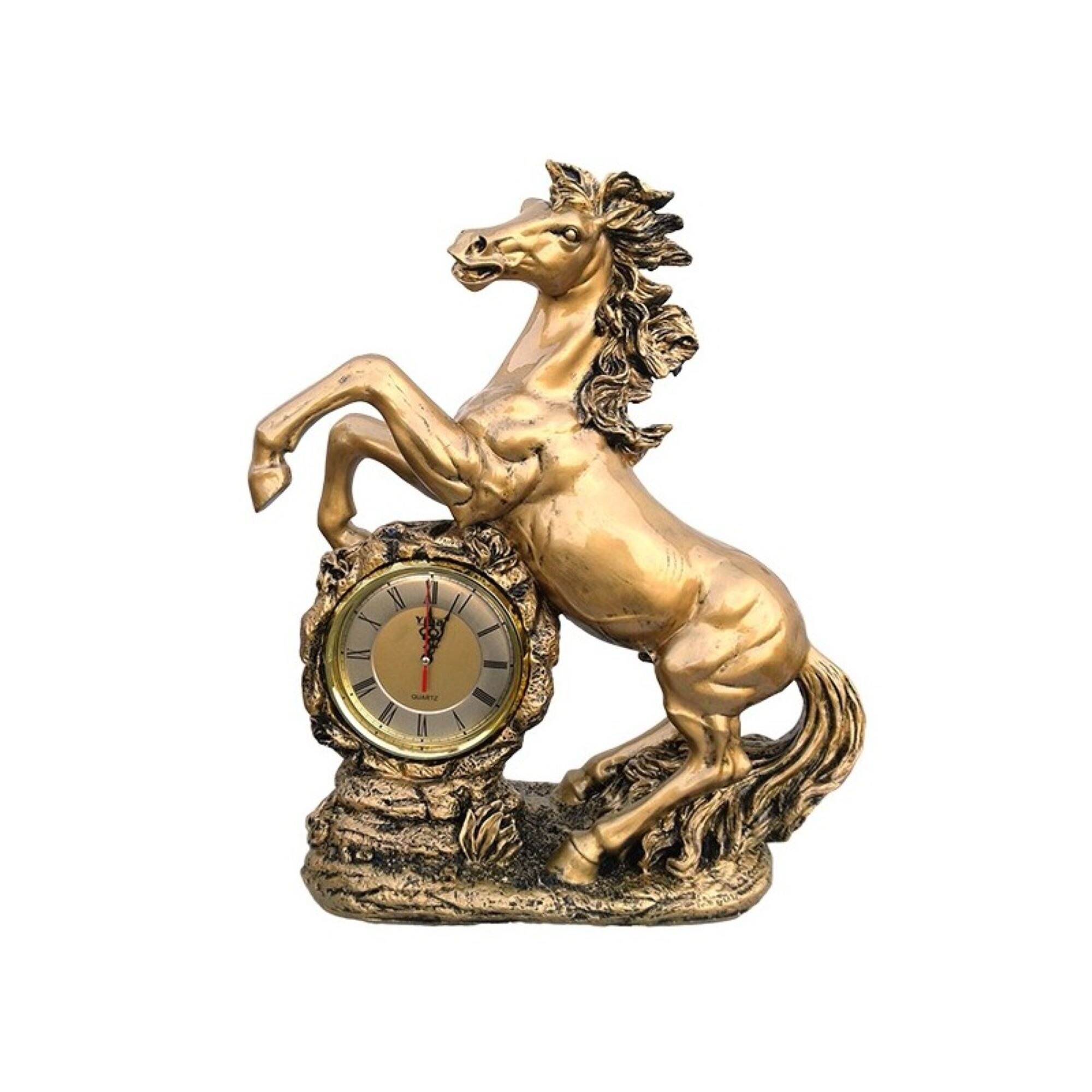 Statueta reprezentand un cal din ceramica cu ceas din plastic, 43x53 cm ...