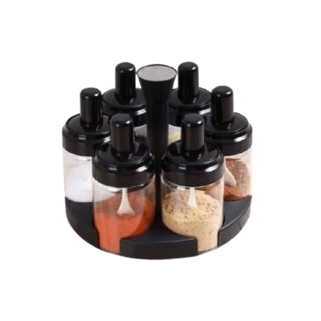 Set 6 recipiente pentru condimente Hop 4, cu suport rotativ 360 grade ...