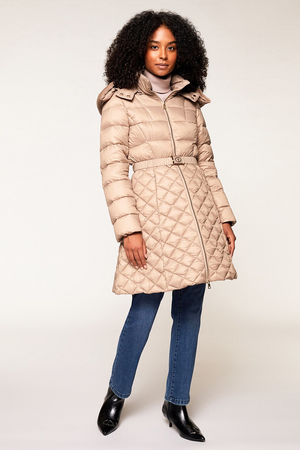 Motivi, Geaca matlasata cu gluga detasabila, Bej, 38 - eMAG.ro