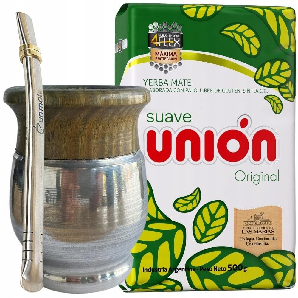 Комплект Yerba Mate, One Mate, неръждаема стомана/дърво, 130 мл, кафяв ...
