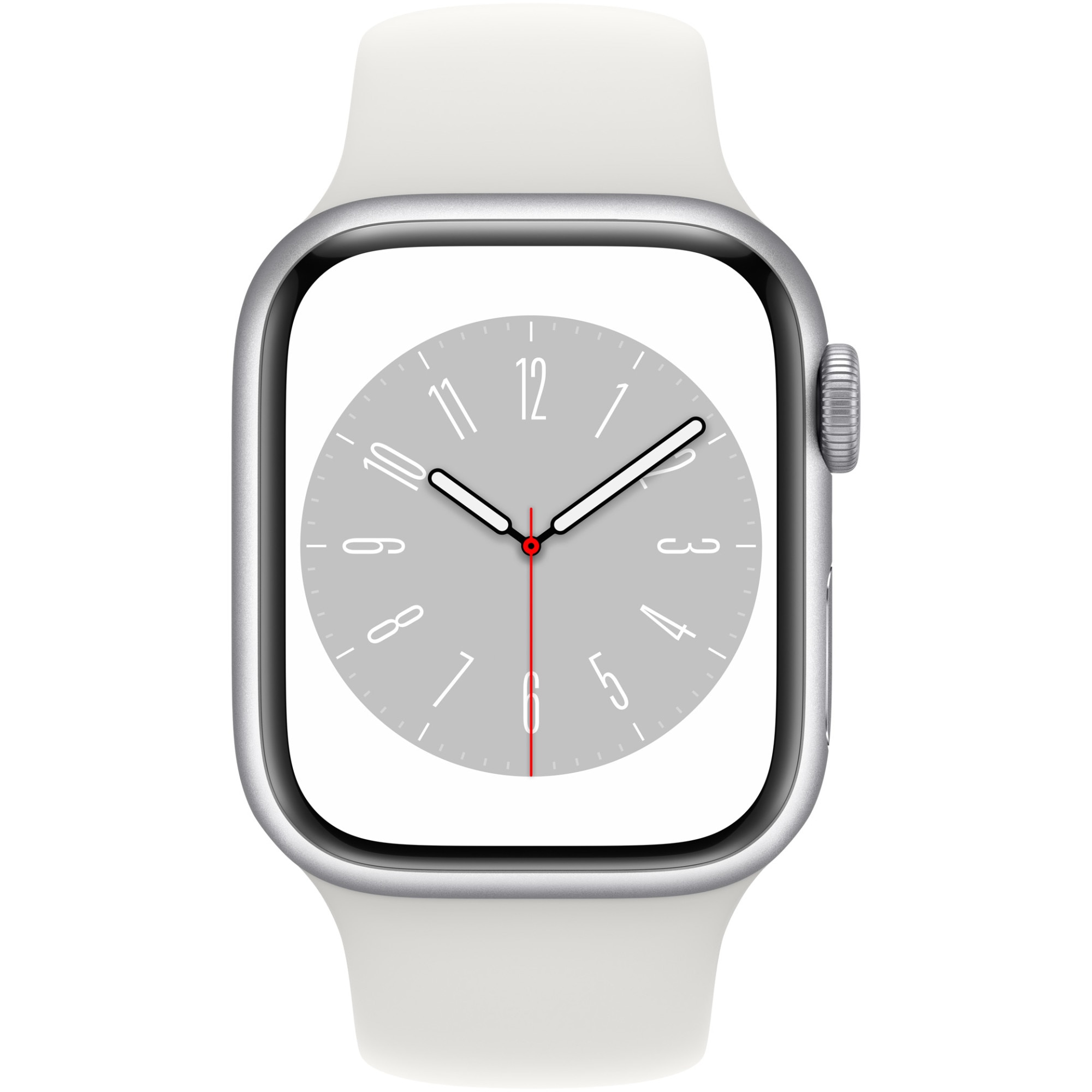 Смарт часовник Apple Watch 8, 41 мм, Cell, Silver Aluminium Case, White ...