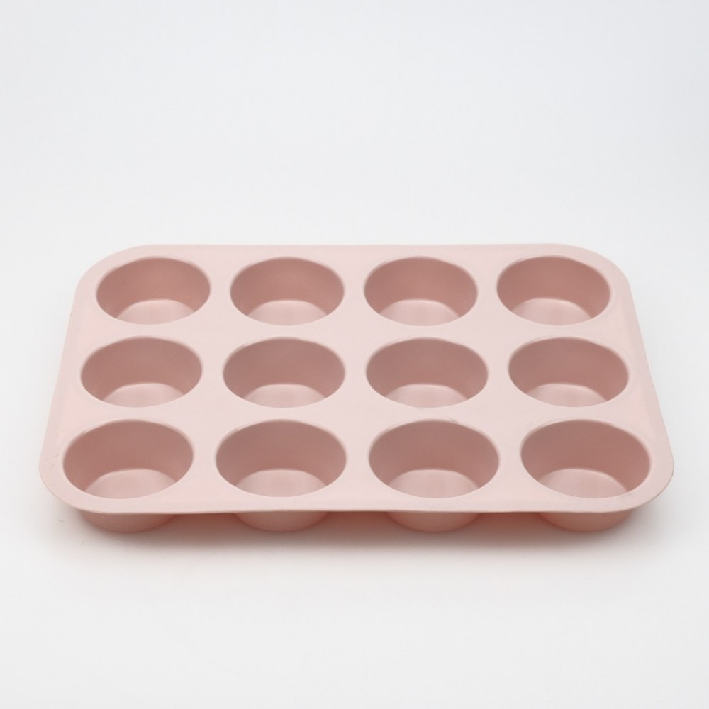 Forma silicon pentru 12 briose, Roz, silicon rezistent la temperaturi ...