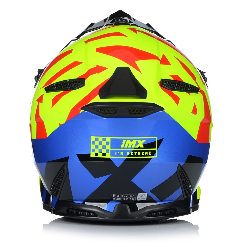 Casca moto Imx Fmx enduro, Protectie UV, Off-Road, Albastru Galben, L ...