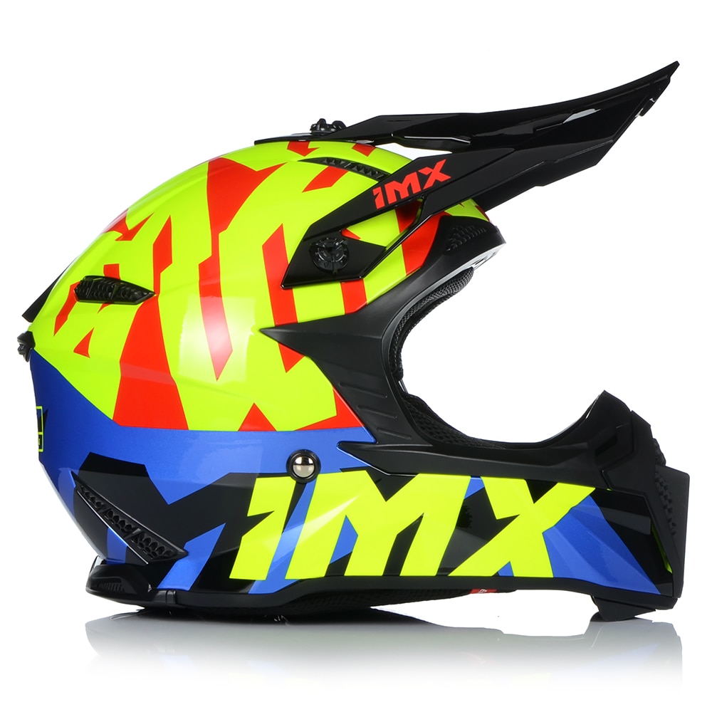 Casca moto Imx Fmx enduro, Protectie UV, Off-Road, Albastru Galben, L ...