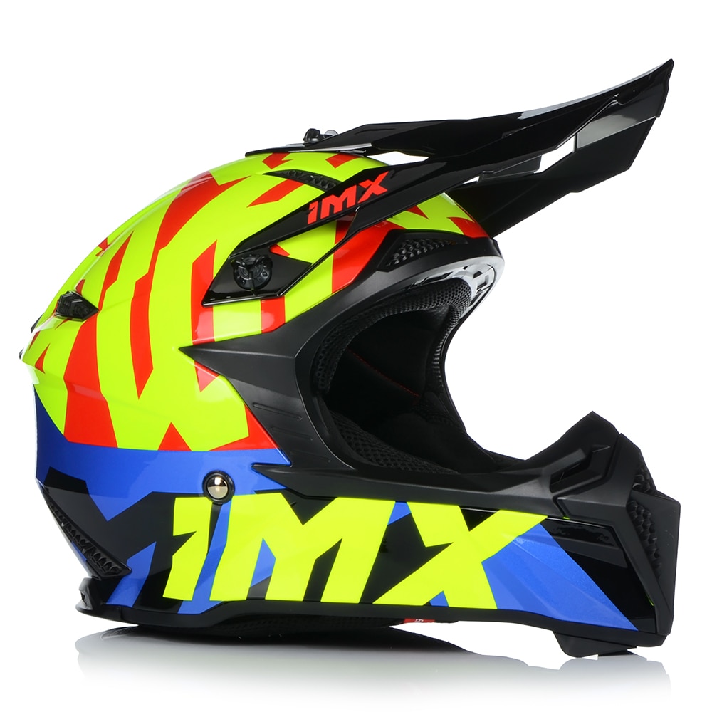 Casca moto Imx Fmx enduro, Protectie UV, Off-Road, Albastru Galben, M ...