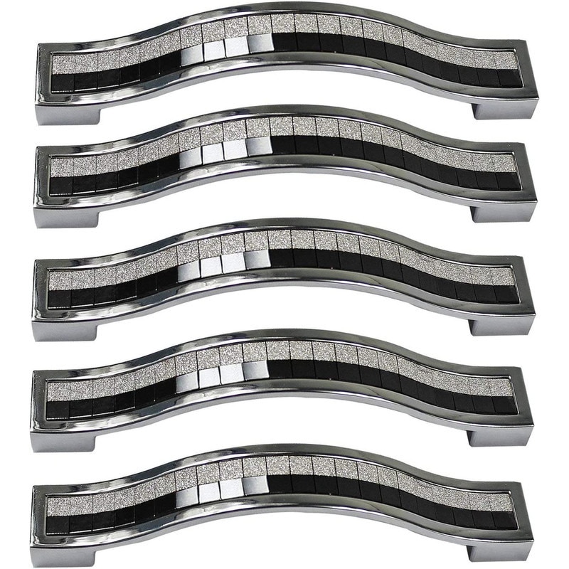 Set 5 manere usa, Magelasi, Aliaj/Cristal, 113 mm, Negru - eMAG.ro