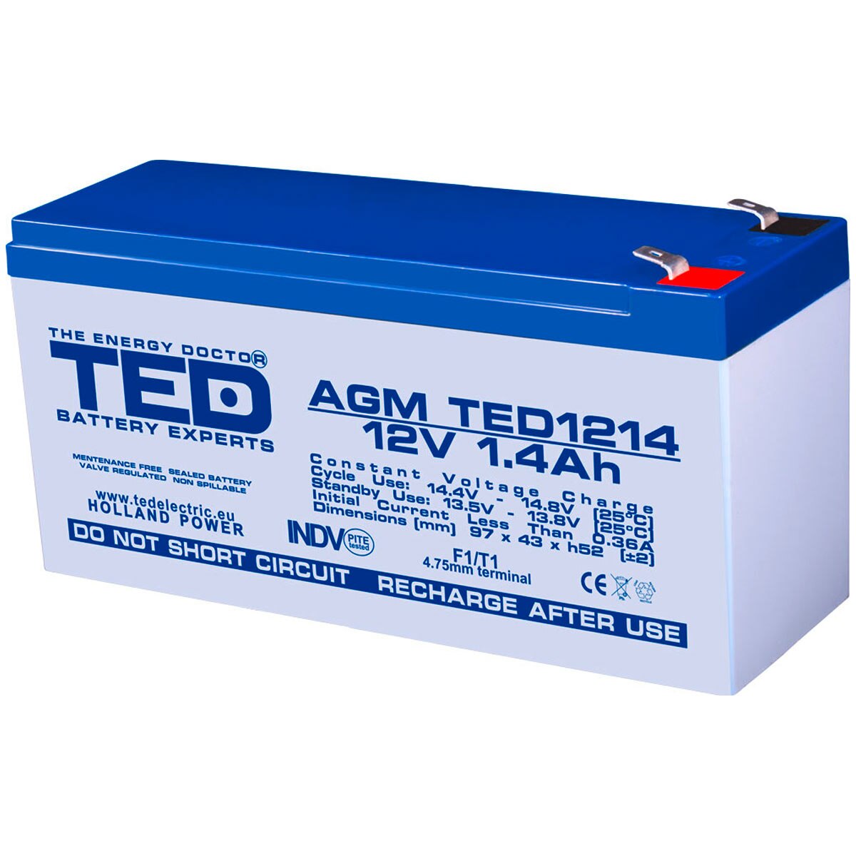Acumulator AGM VRLA 12V 1,4 Ah Ted Battery Expert Holland - eMAG.ro