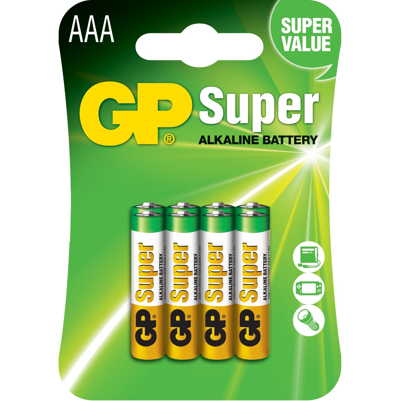 Baterii alcaline GP Super AAA, LR03, 1.5V, blister 8 buc - eMAG.ro