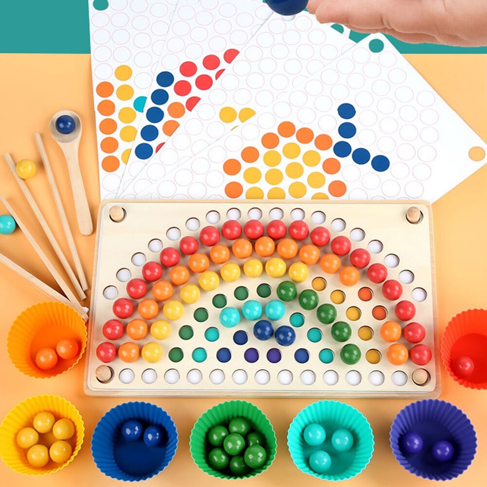 Joc de Indemanare si Asociere cu Bile, Curcubeu Rainbow Clip - eMAG.ro