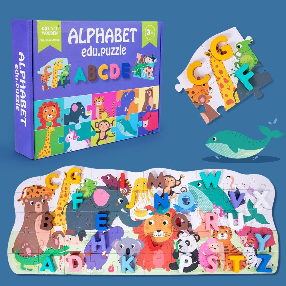 Puzzle din Lemn, Duo Alfabetul si Animalele Edu Puzzle - eMAG.ro