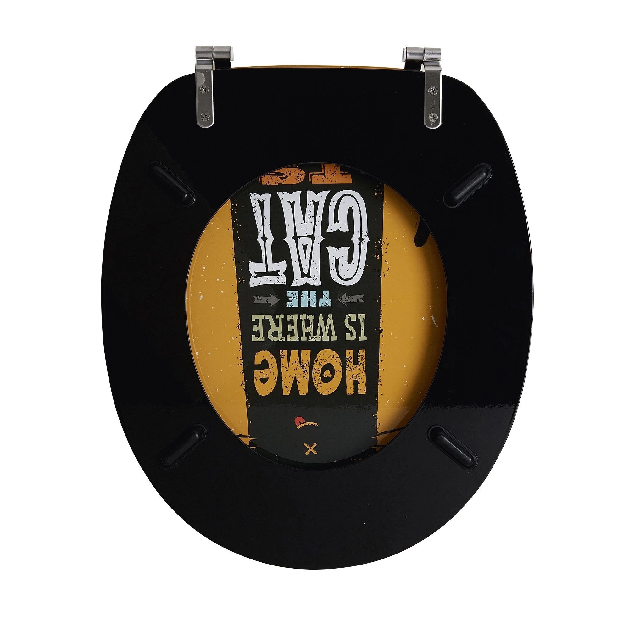 Capac WC Trendy Line, din MDF, inchidere standard, maro/negru - eMAG.ro