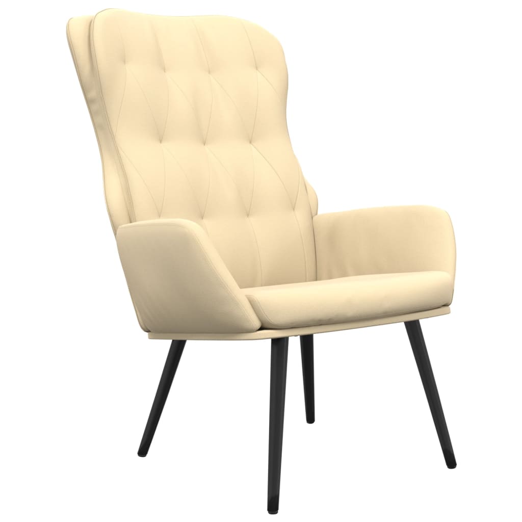 Scaun de relaxare, alb crem, catifea, confortabil si stabil - 4882 ...