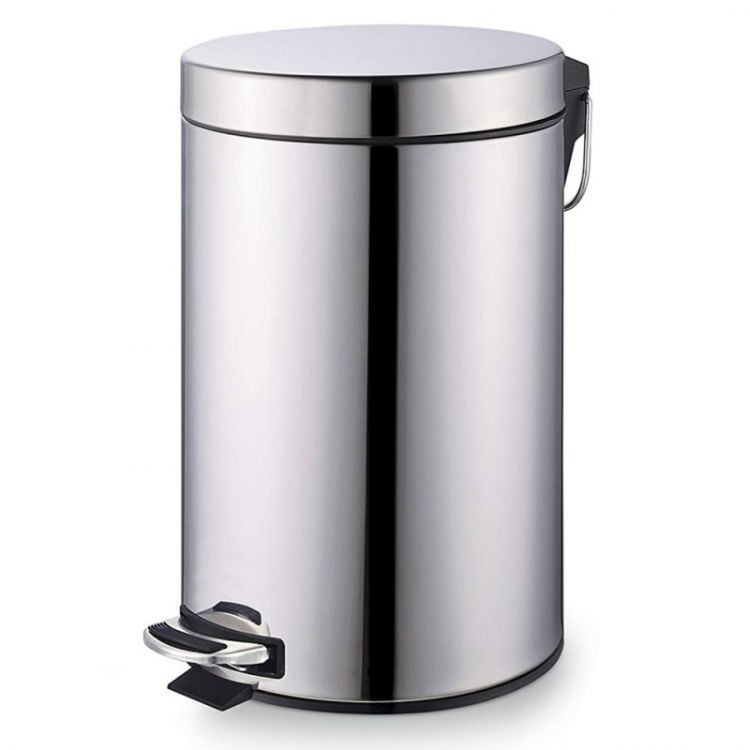 Set cos gunoi inox cu pedala 5l + perie wc inox - eMAG.ro