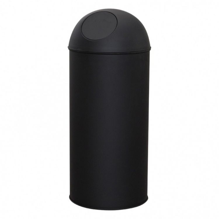 Cos gunoi negru, capac inox - 30 litri push negru - eMAG.ro