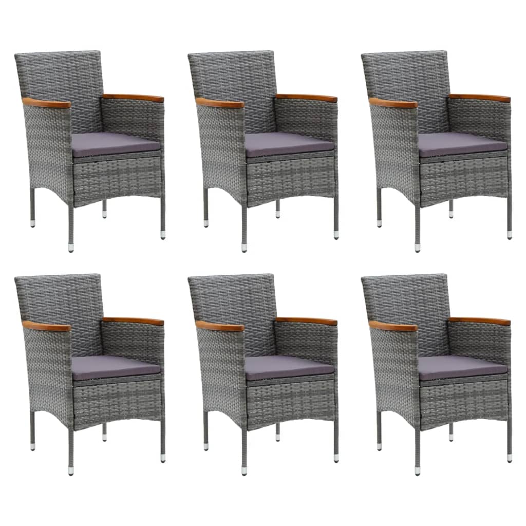 Set de masa pentru gradina cu perne, 7 piese, Modern, gri, poliratan ...