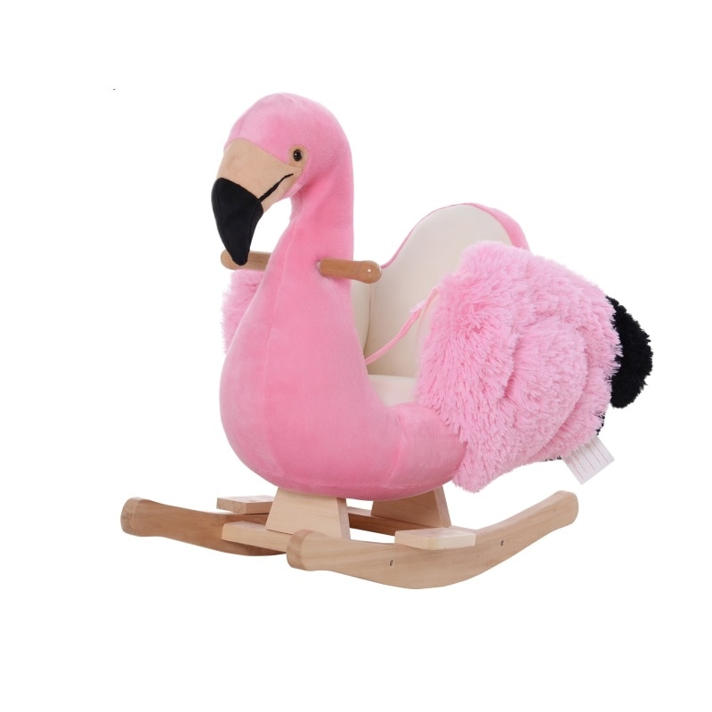 Scaun balansoar Homcom, Model flamingo, Lemn, 60x33x52 cm, Roz - eMAG.ro