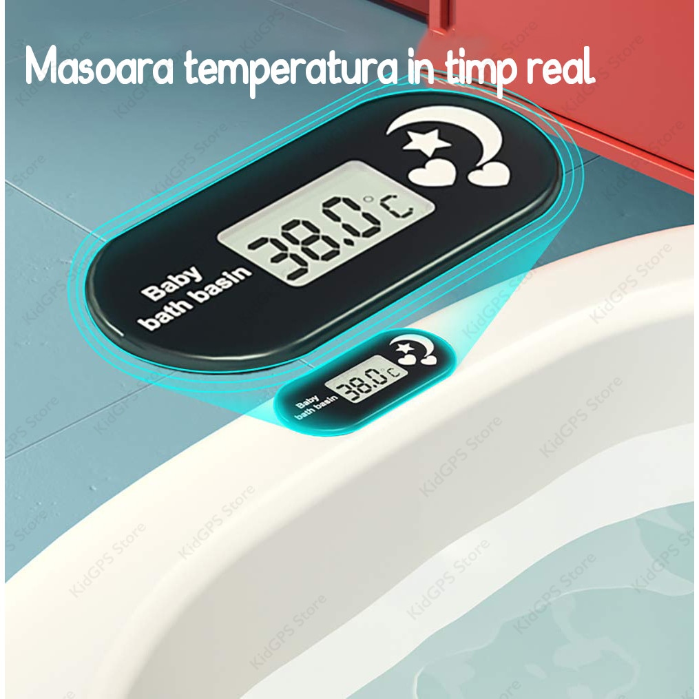 Cadita bebelusi cu pernuta KidProtect® pliabila, cu termometru ...