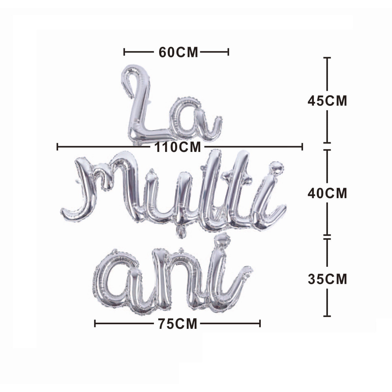 Set 3 Baloane din folie metalizata, "La Multi ani", scris de mana ...