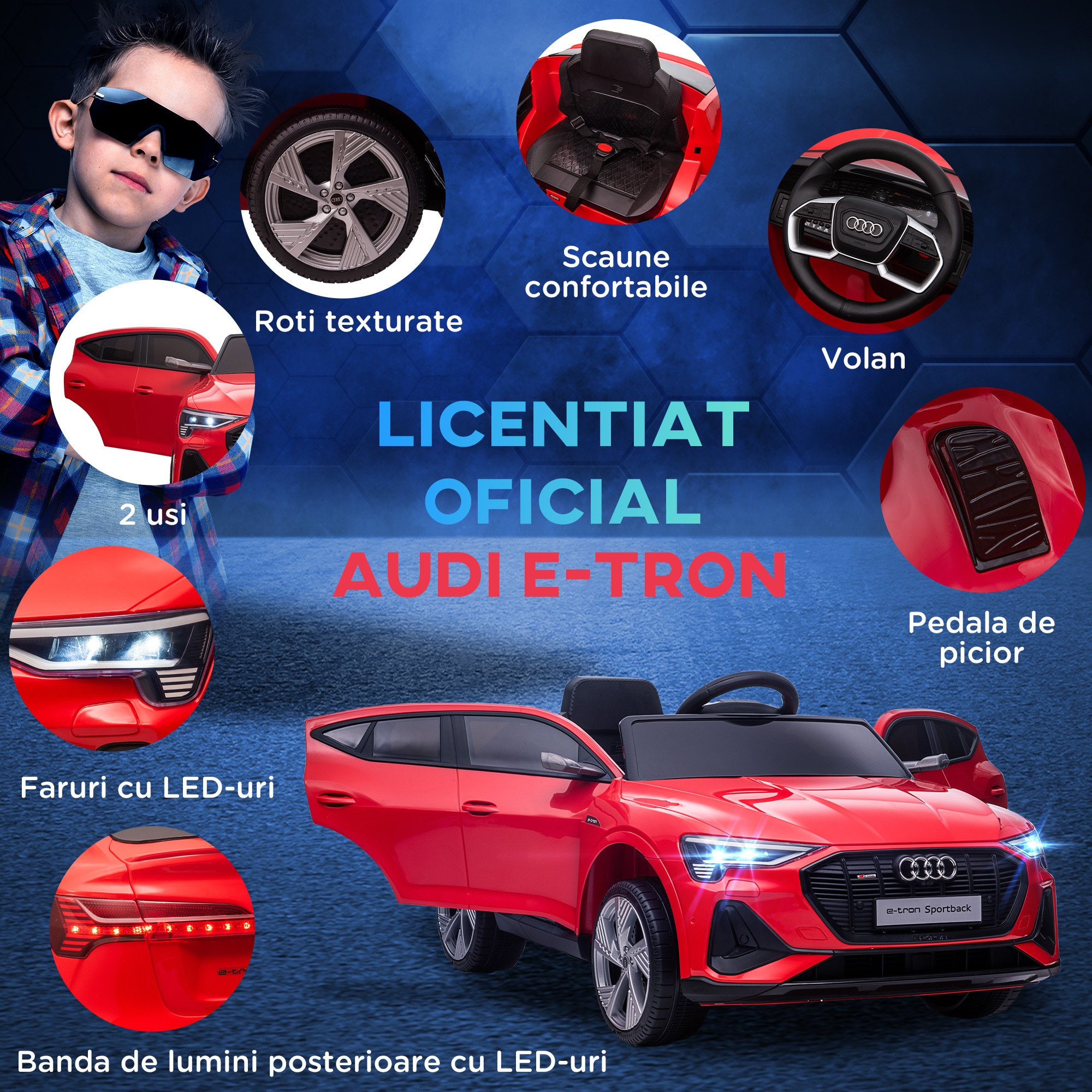 Masina electrica pentru copii, Homcom, liventa Audi, cu telecomanda ...