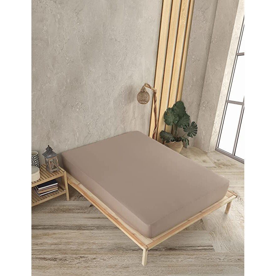 Cearceaf de pat Ethera cu elastic, 90x200, bumbac 100% calitativ, Crem ...
