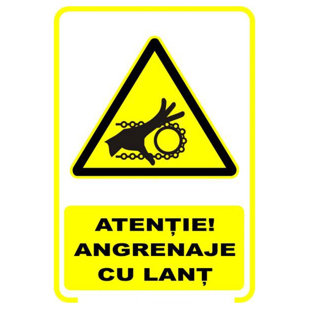 Placuta indicatoare de securitate de avertizare, atentie, angrenaje cu ...