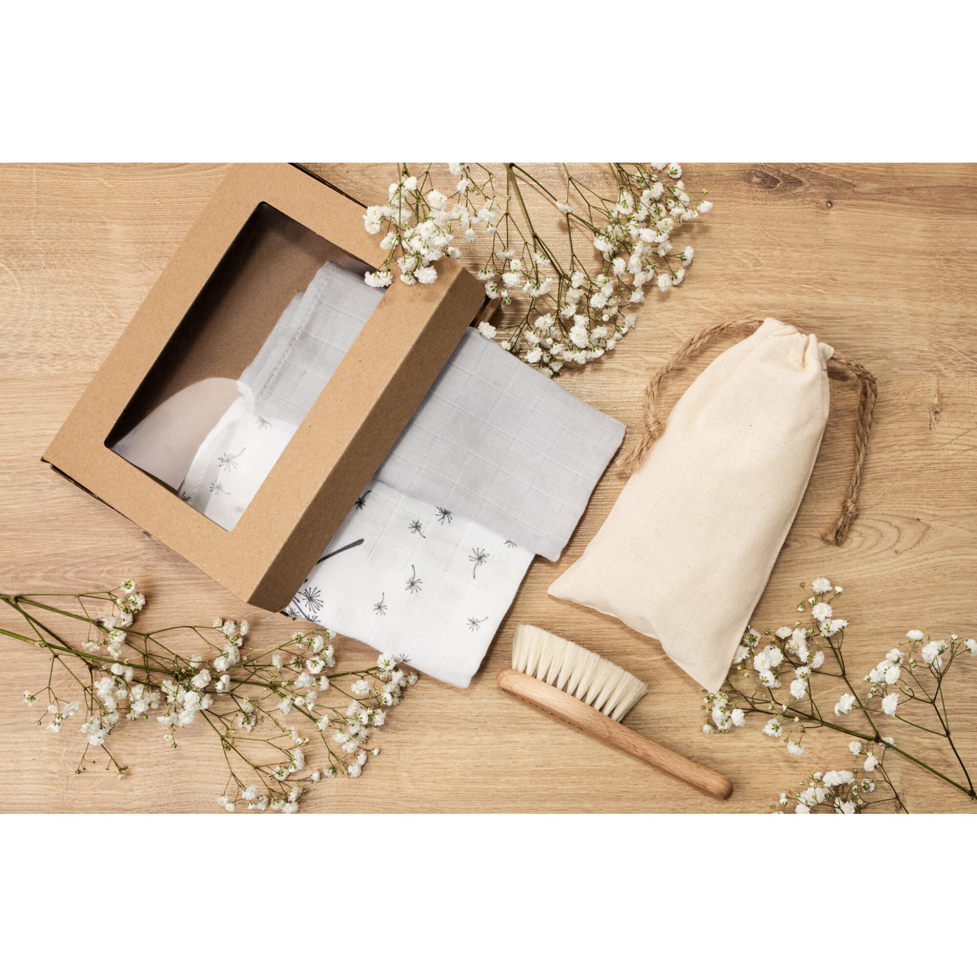 Perie bebelusi, Lovespa, Par de capra, Fibre/Lemn, Crem - eMAG.ro