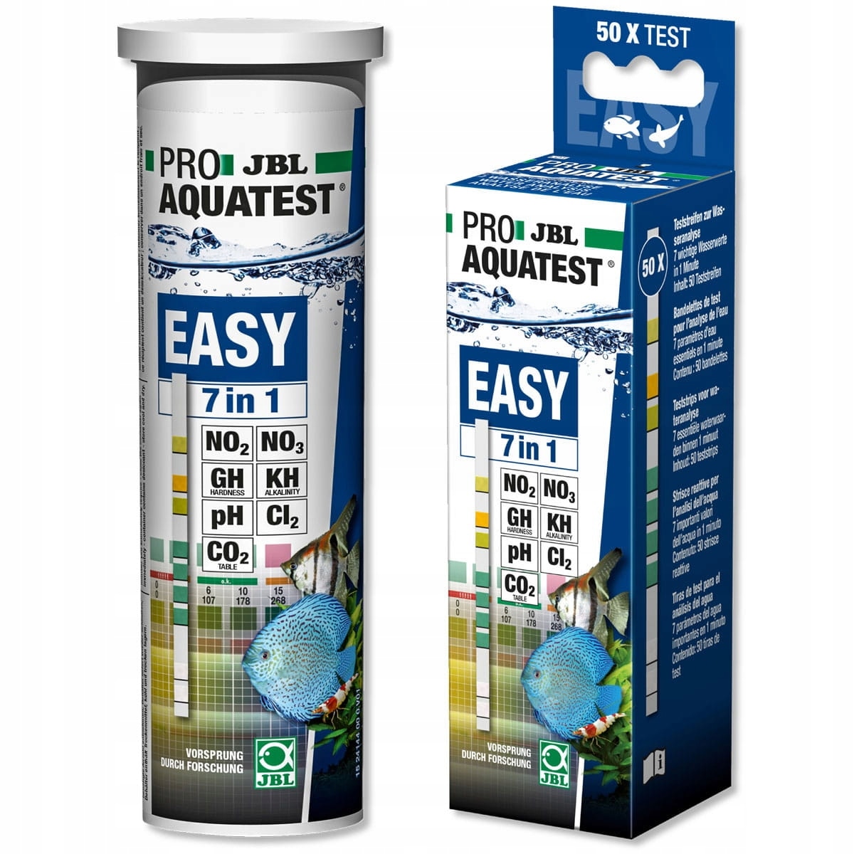 Set 50 benzi de testare apa acvariu 7 in 1, JBL, Clor/nitrati/pH - eMAG.ro