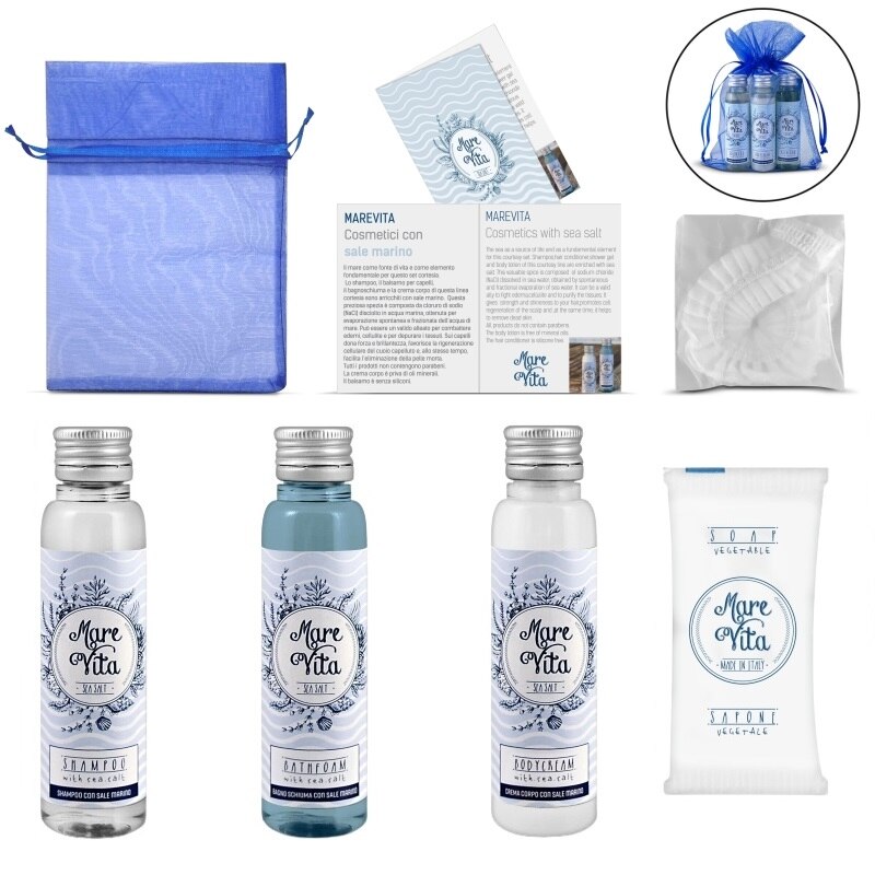 Kit Sampon Marevita compus din 40 seturi cosmetice hoteliere cu sare de ...