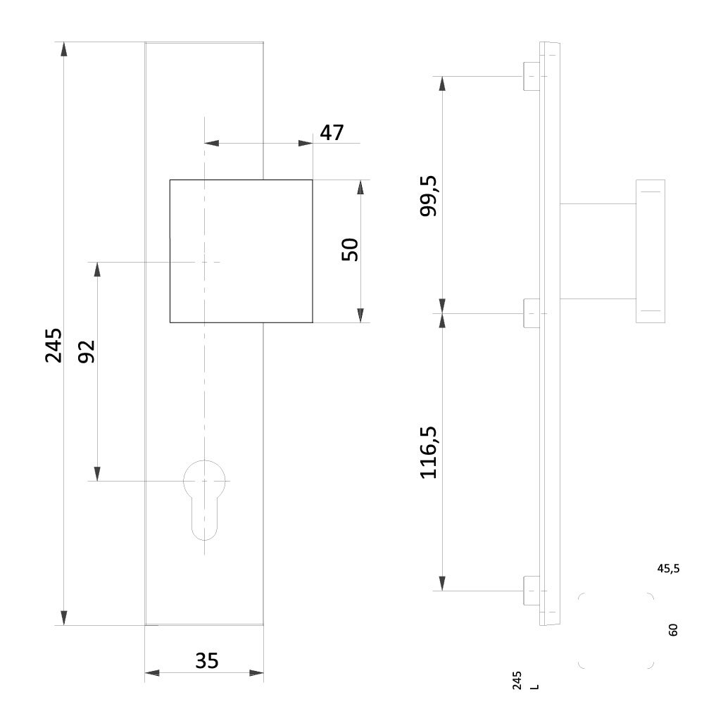 Maner tragator usa, Dublin, din aluminiu extrudat, latime sild 35mm ...