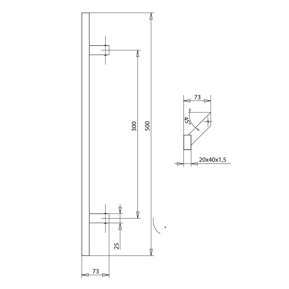 Set manere din inox, Medos, 40*20, lungime 500mm, interax 300mm ...