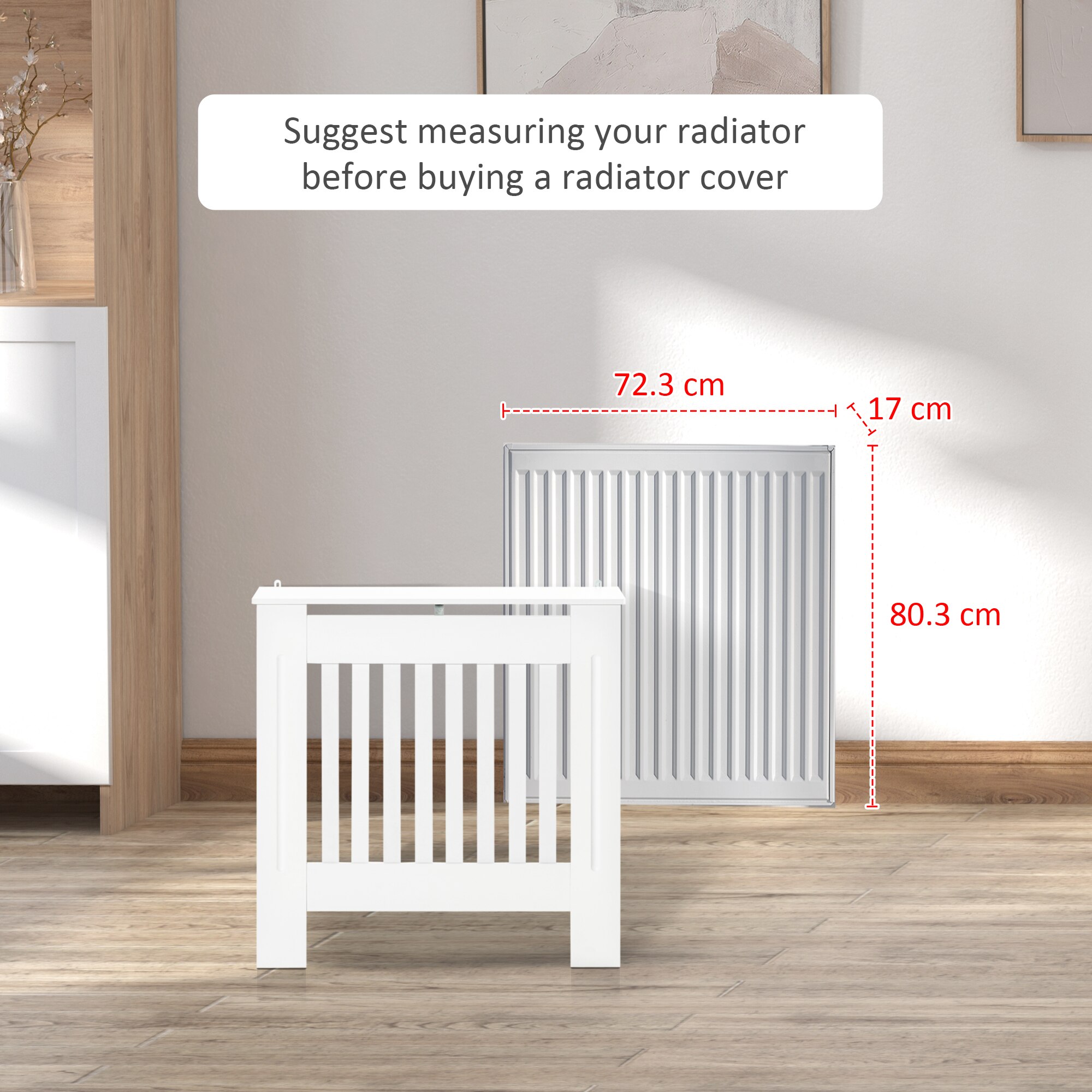 Masca pentru radiator Homcom, Lemn, 78x19x81 cm, Alb - eMAG.ro