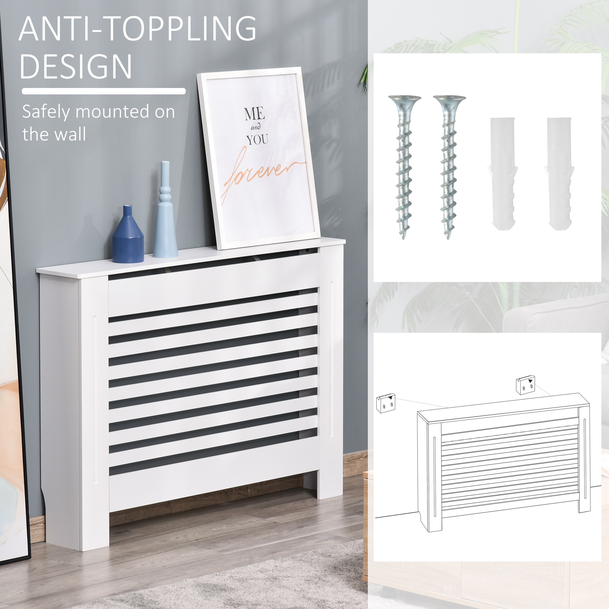 Masca pentru radiator Homcom, MDF, 112x19x81 cm, Alb - eMAG.ro