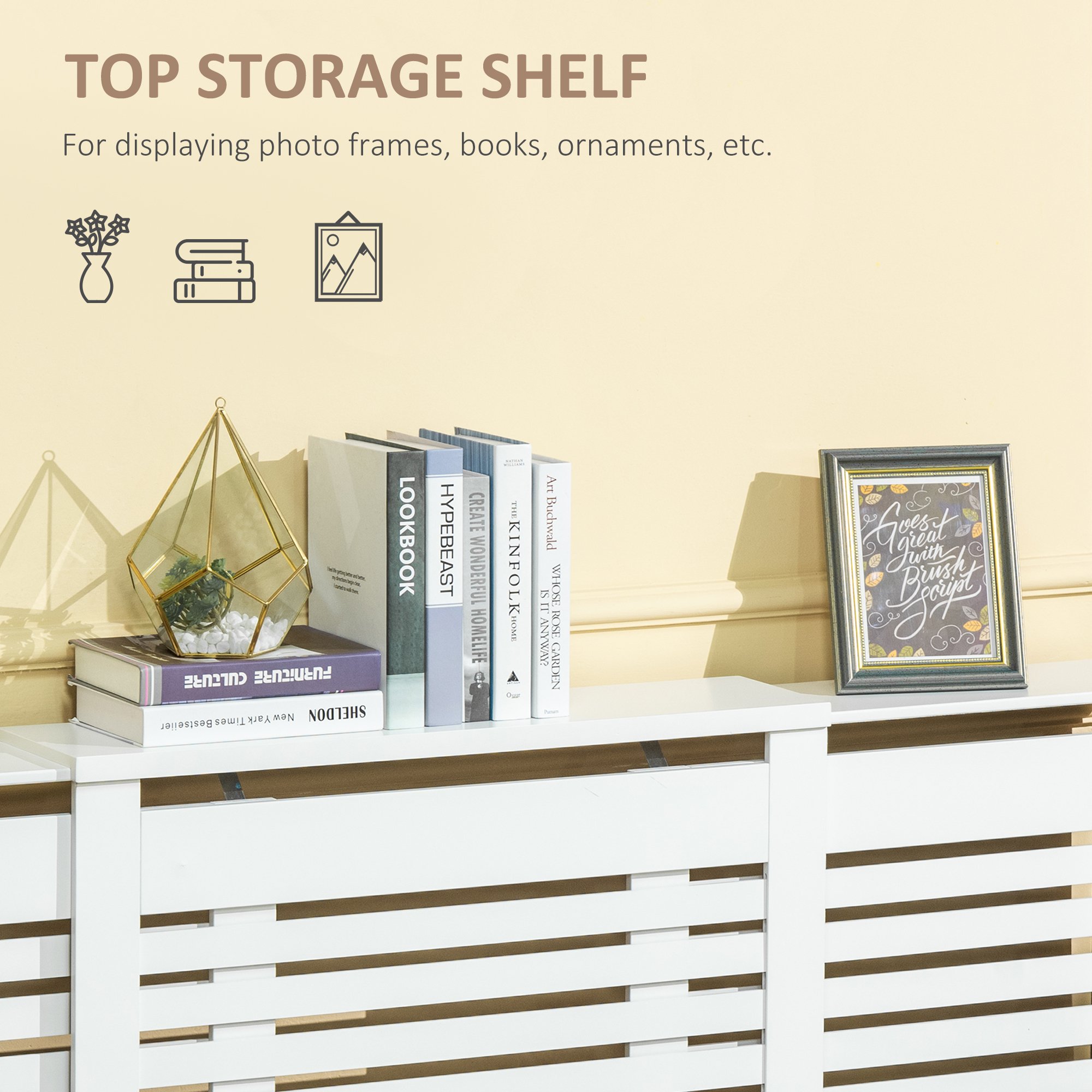 Masca pentru radiator Homcom, MDF, 140-202x19x82.5 cm, Alb - eMAG.ro