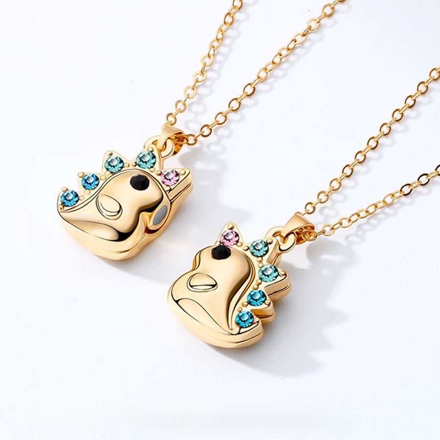 Set 2 lantisoare magnetice pandantiv dinozauri, gold plated - eMAG.ro