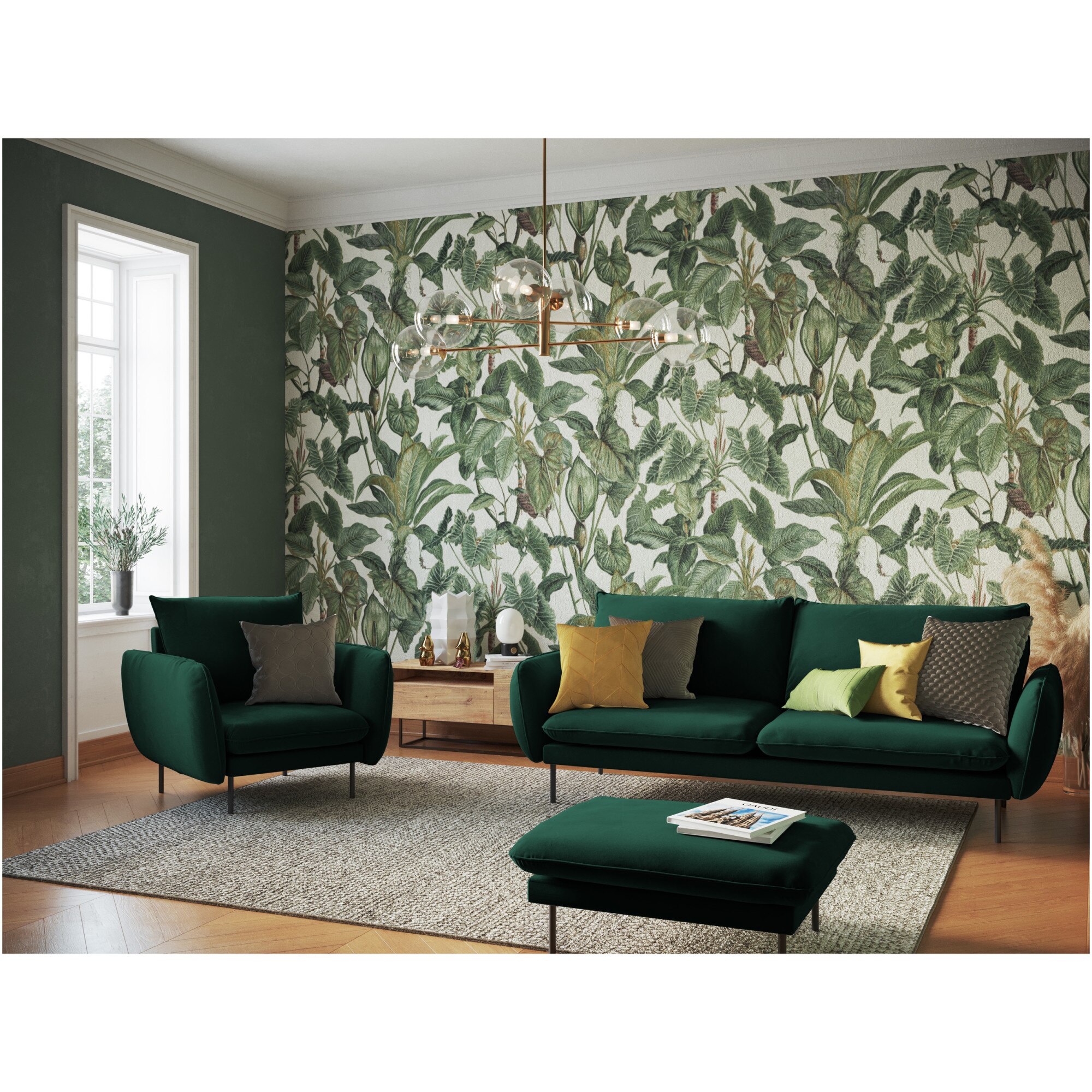 Fotoliu Cosmopolitan Design Vienna, 95x92x95 cm, Verde - eMAG.ro